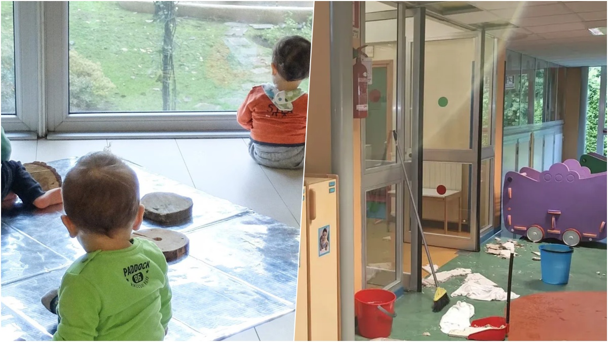 Crolla controsoffitto in un asilo nido per le forti piogge